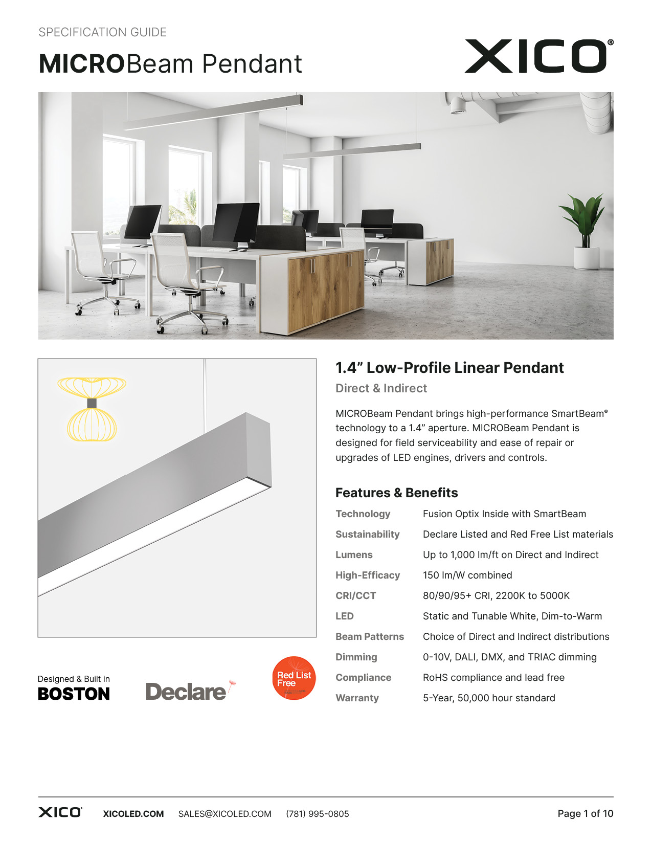 MICROBeam Pendant Specification Guide - Xico Lighting